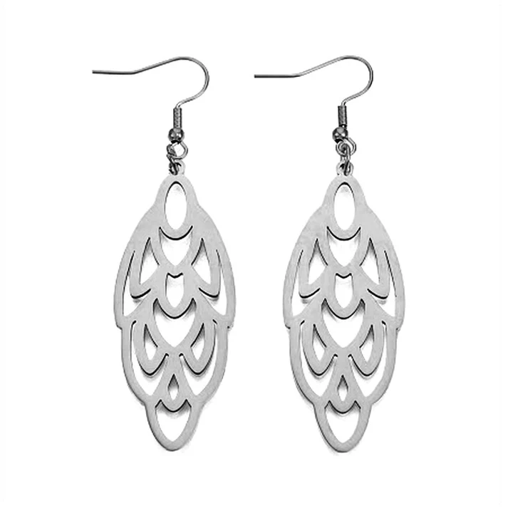 Boucles d’Oreilles Feuilles – Acier Inoxydable Argenté | LFAB Bijoux