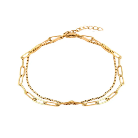 Bracelet Double Chaîne Plaqué Or | L.F.A.B Bijoux